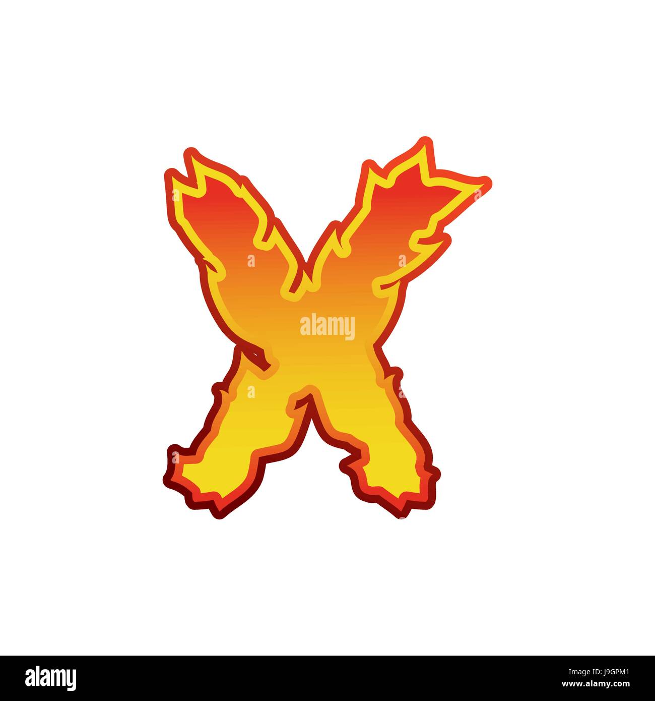 Letter X fire. Flames font lettering. Tattoo alphabet character. fiery ...