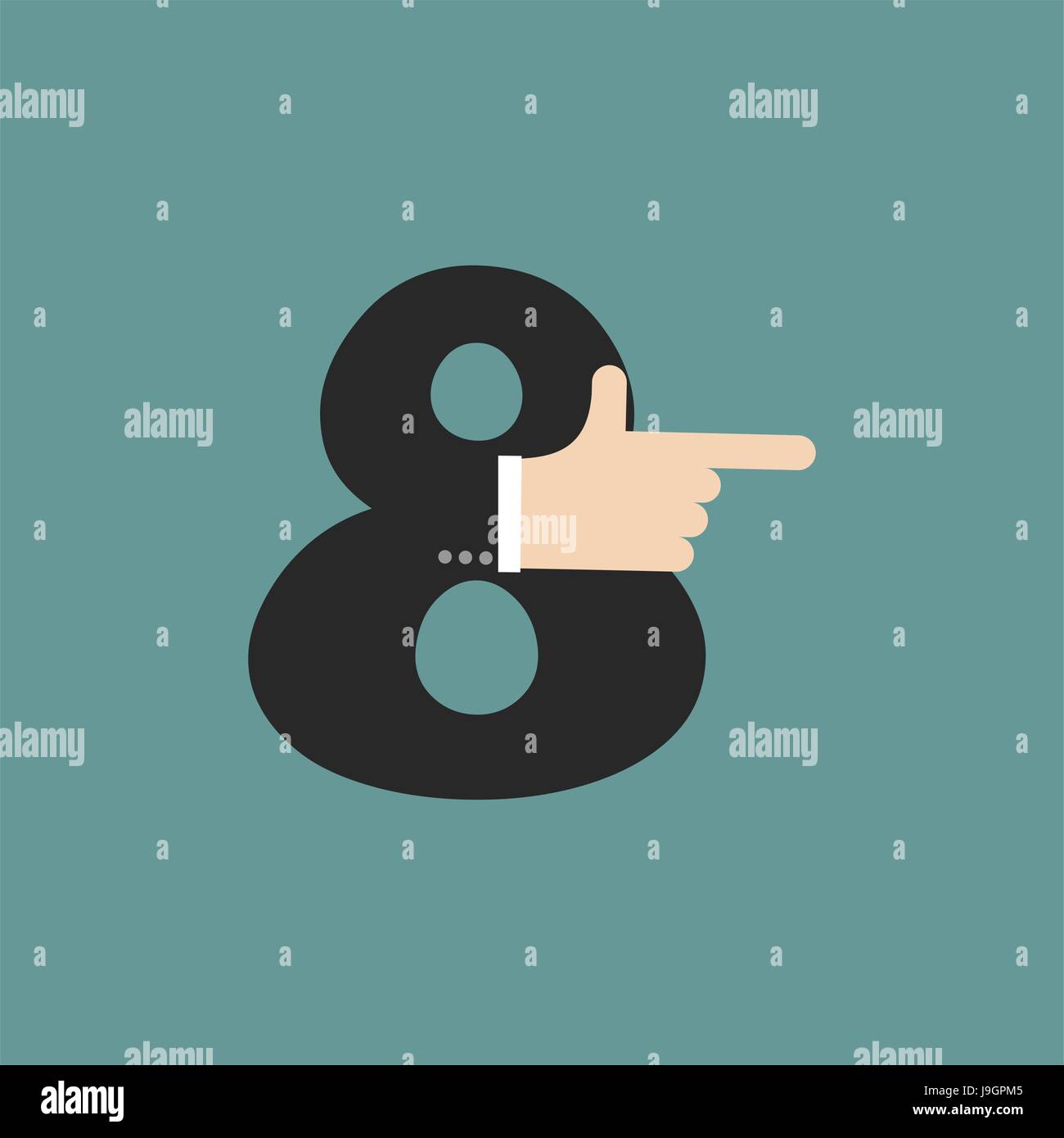 number 8 letter businessman hand font. It shows finger print. Arm ...