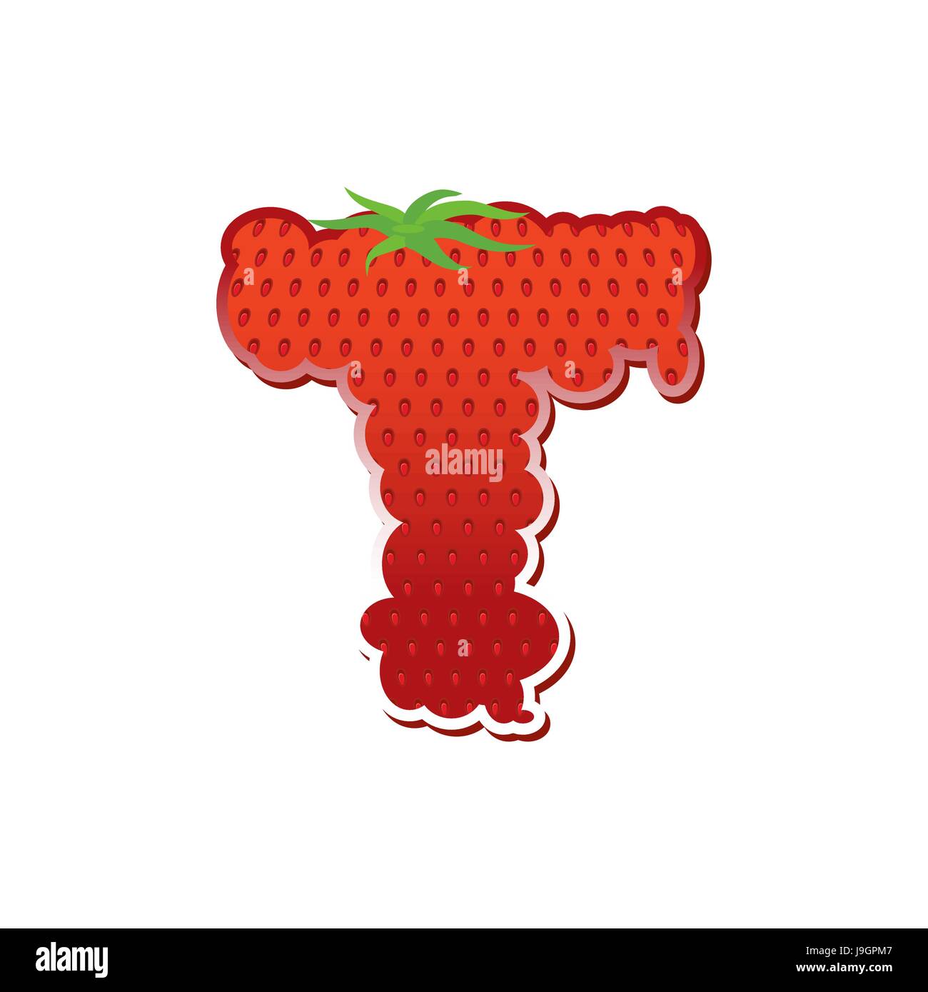Letter T Strawberry font. Red Berry lettering alphabet. Fruits ABC ...