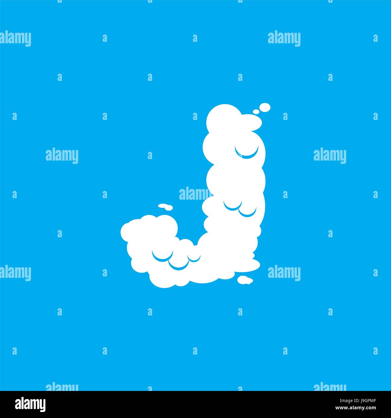 Letter J cloud font symbol. White Alphabet sign on blue sky Stock ...