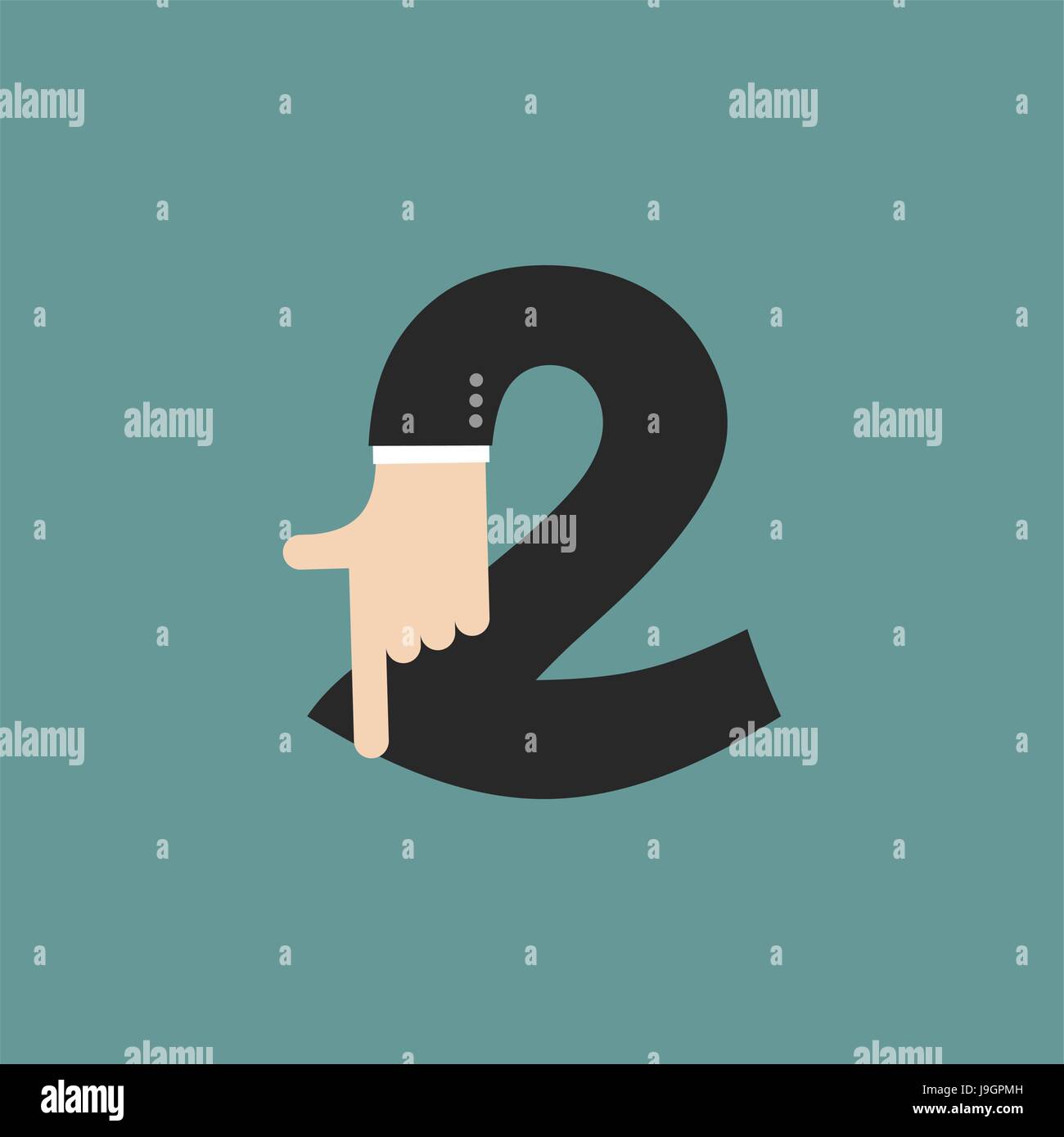 number 2 letter businessman hand font. It shows finger print. Arm ...