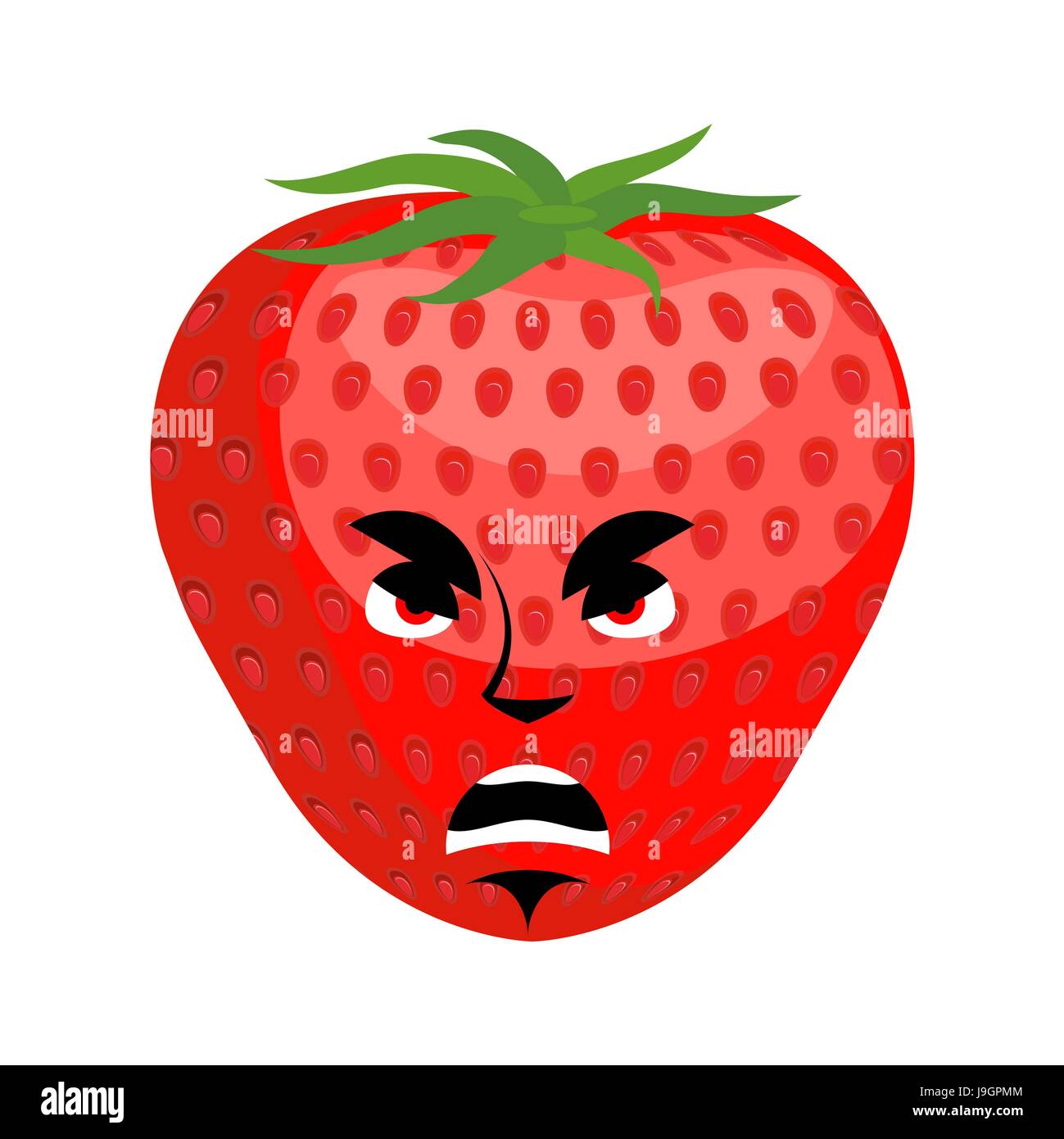 Strawberry angry Emoji. Red berry evil emotion isolated Stock Vector ...