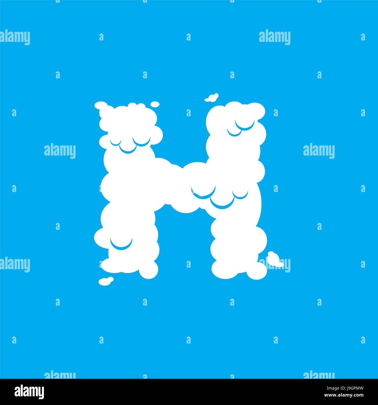 Letter H cloud font symbol. White Alphabet sign on blue sky Stock ...