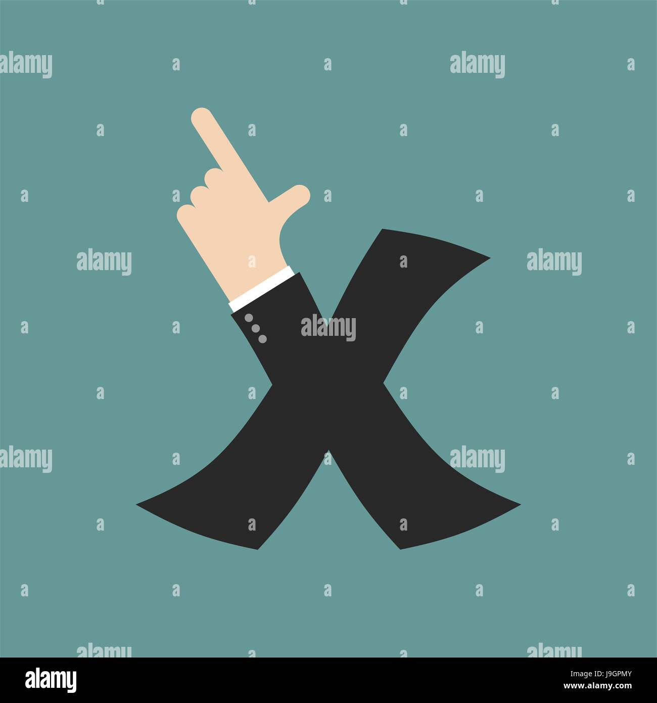 X letter businessman hand font. It shows finger print. Arm symbol ...