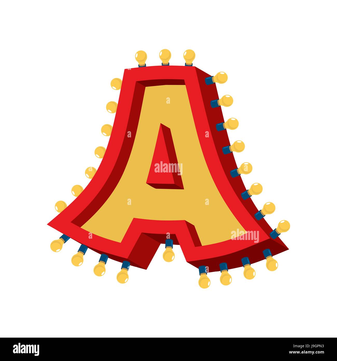 Letter A lamp glowing font. Vintage light bulb alphabet. Retro ABC ...