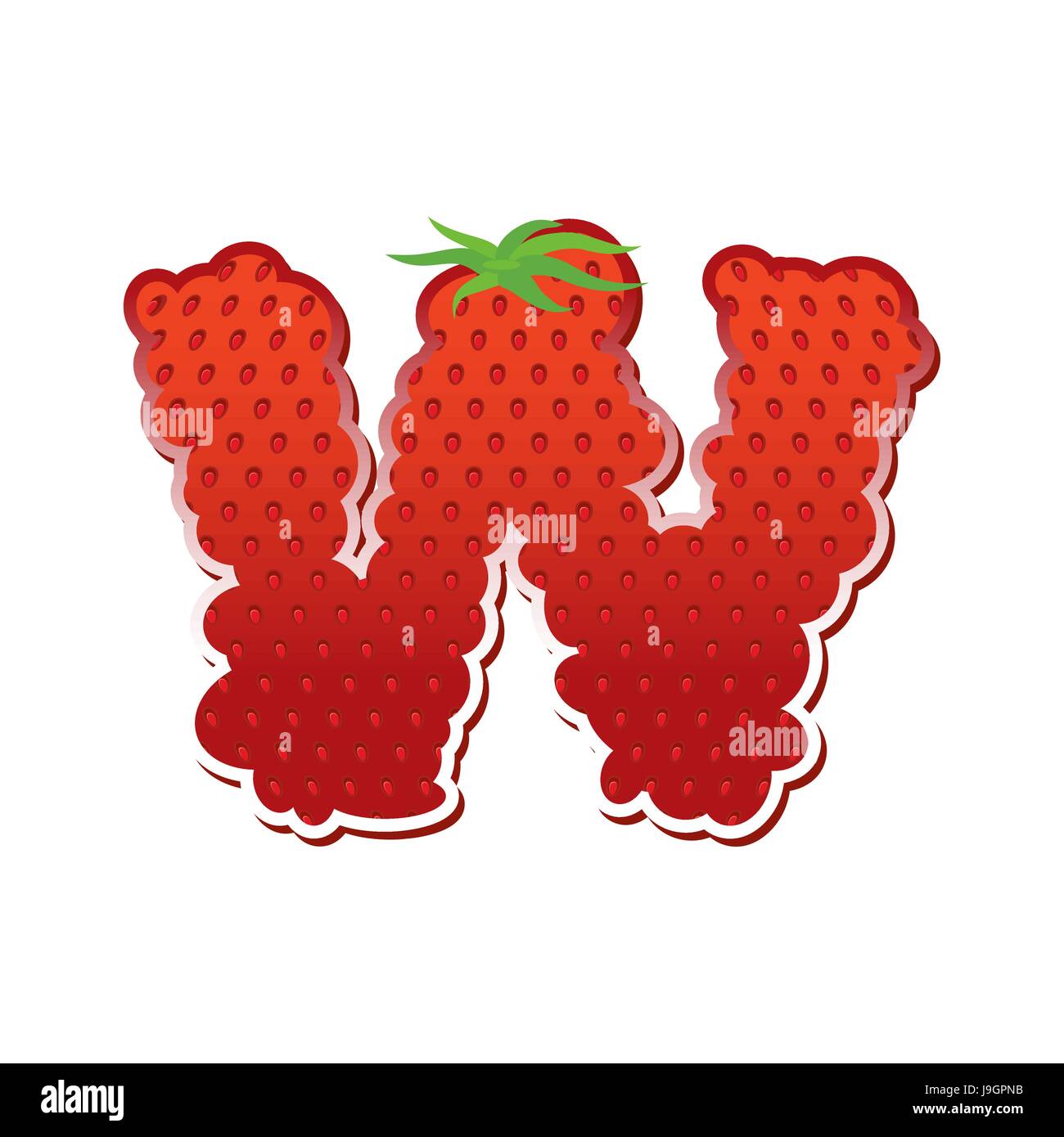 Letter W Strawberry font. Red Berry lettering alphabet. Fruits ABC ...