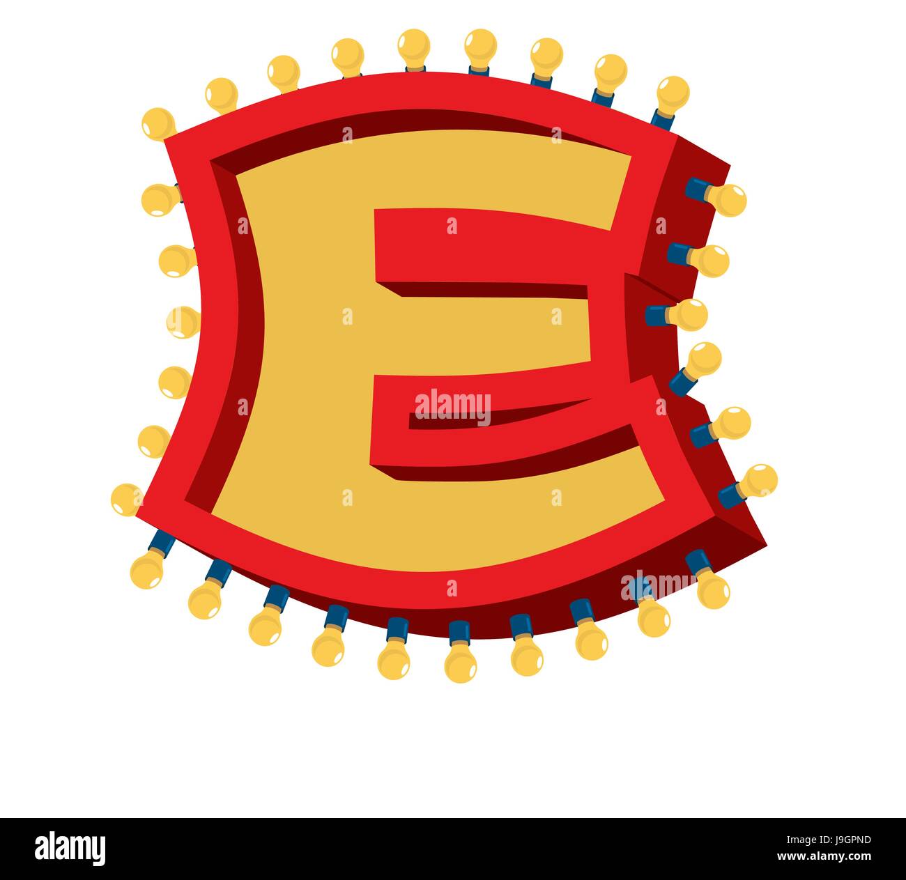 Letter E lamp glowing font. Vintage light bulb alphabet. Retro ABC ...