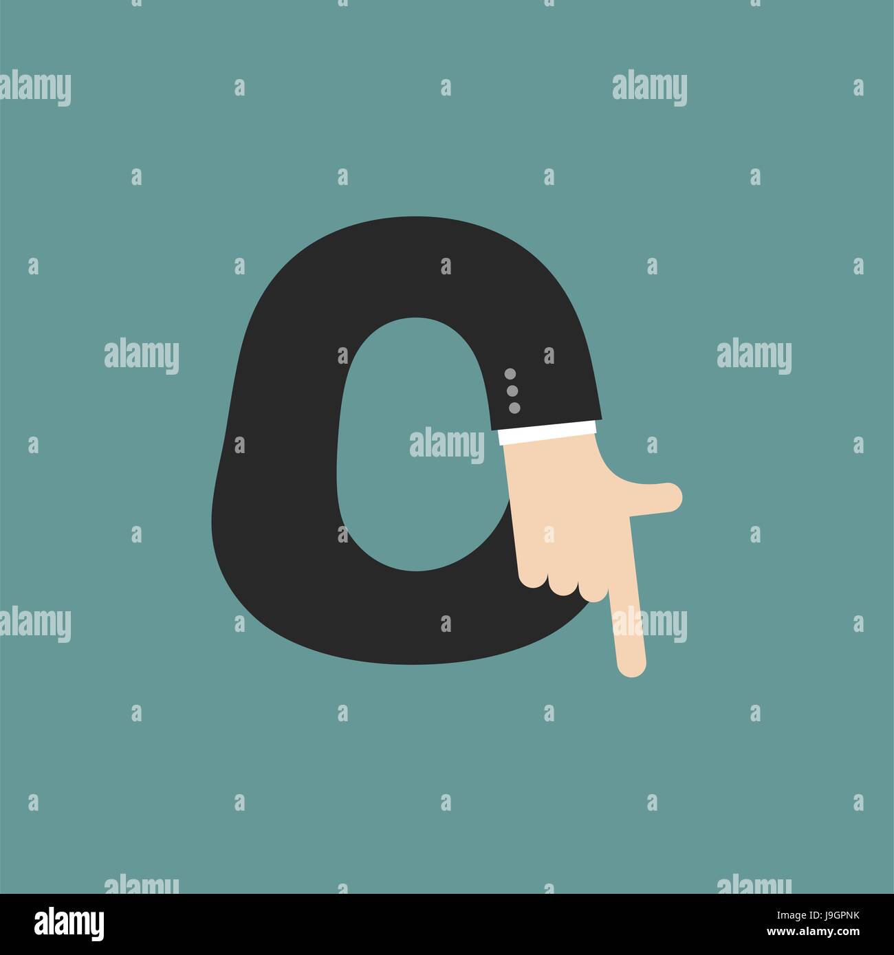 O letter businessman hand font. It shows finger print. Arm symbol ...