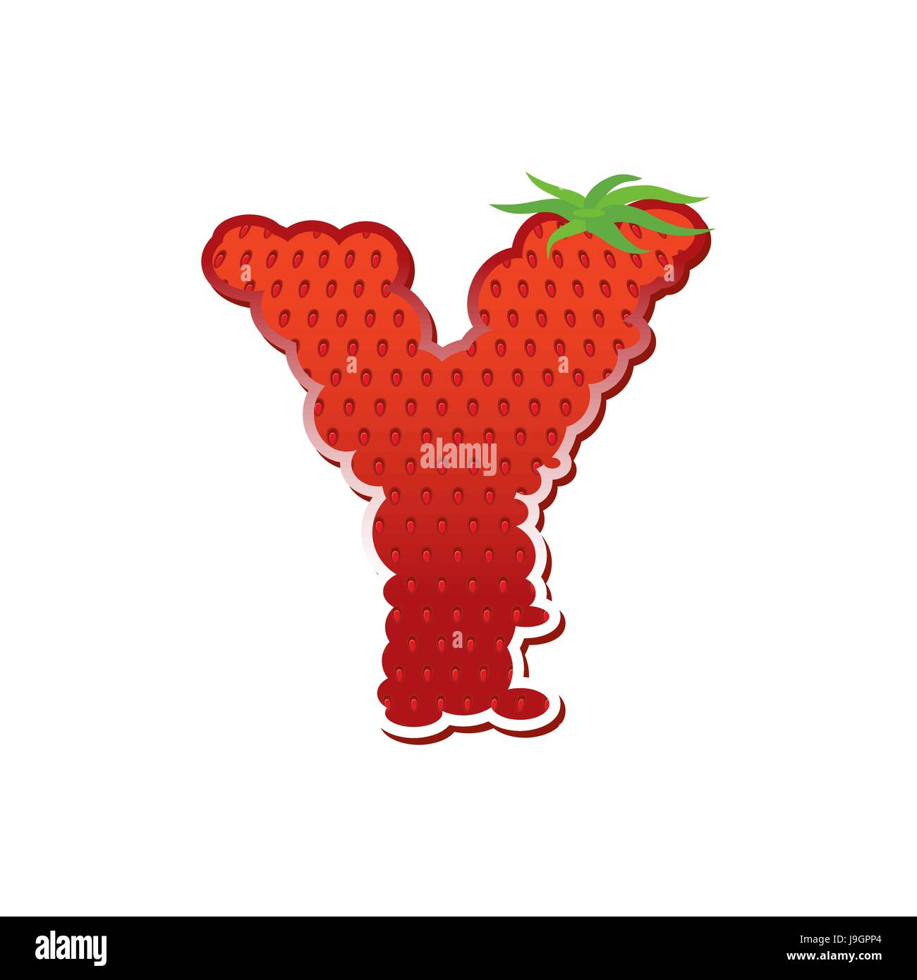 Letter Y Strawberry font. Red Berry lettering alphabet. Fruits ABC ...