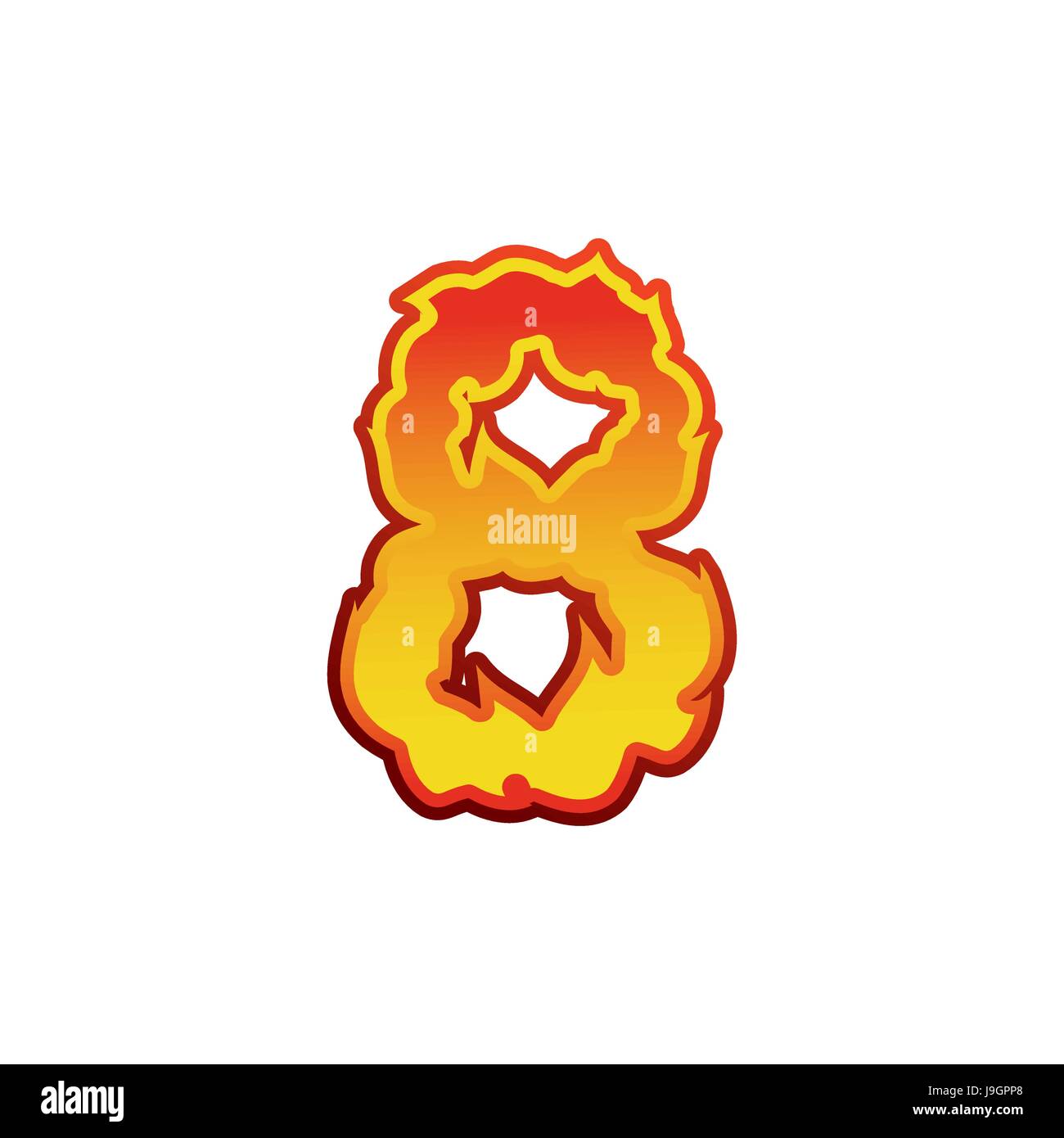 Number 8 fire. Flames Font eight . Tattoo alphabet character. fiery ...