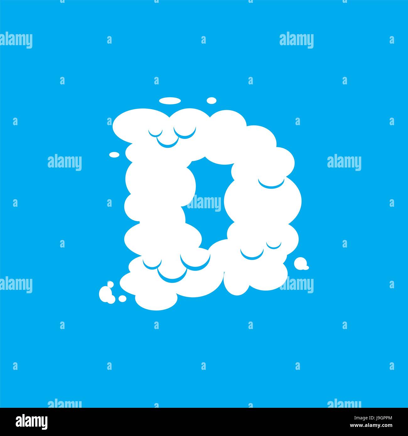 Letter D cloud font symbol. White Alphabet sign on blue sky Stock ...