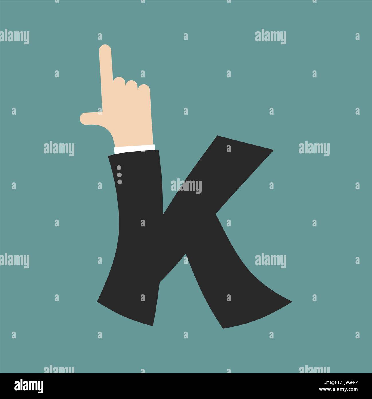 K letter businessman hand font. It shows finger print. Arm symbol ...