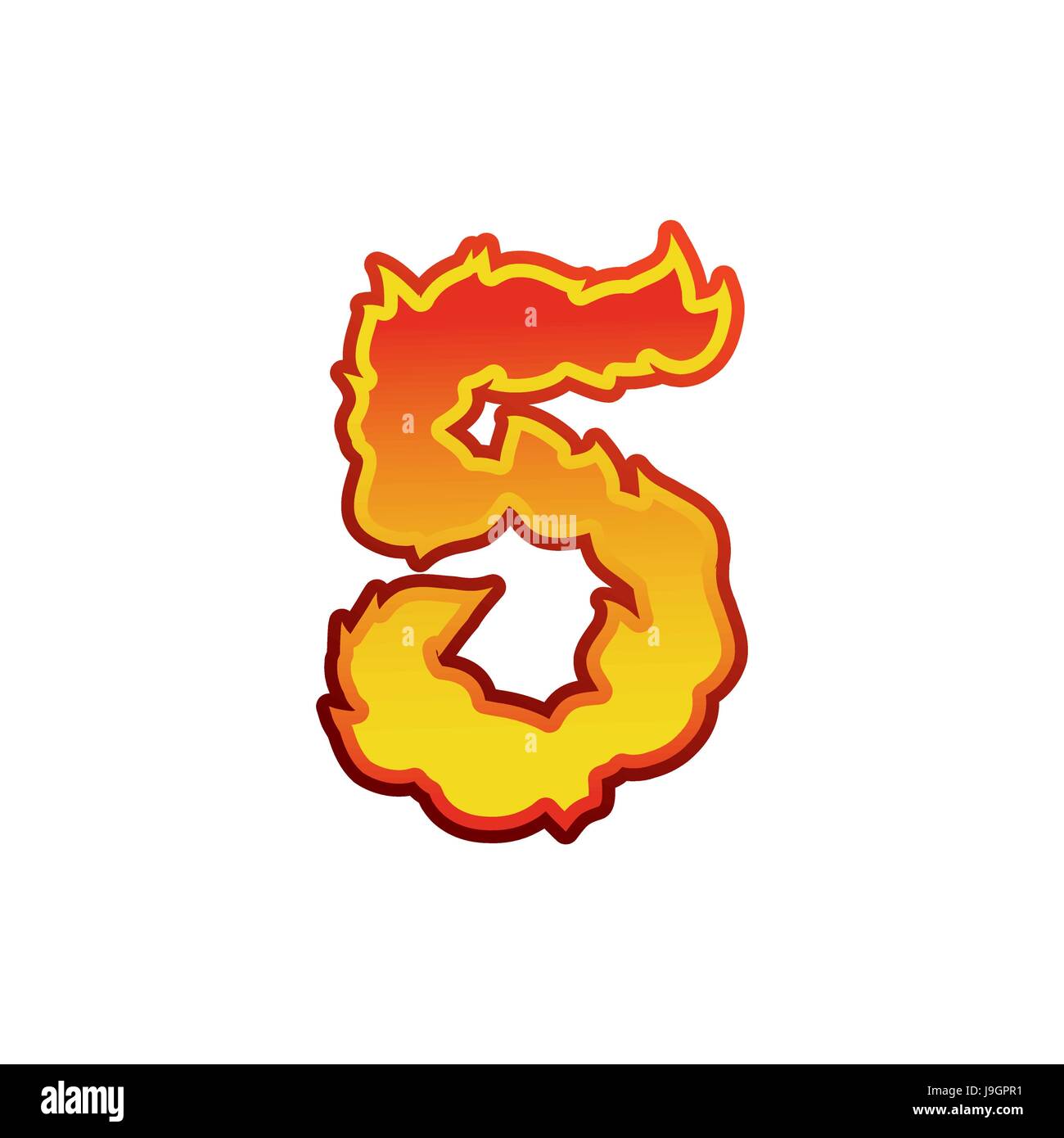 Number 5 fire. Flames Font five. Tattoo alphabet character. fiery sign ...