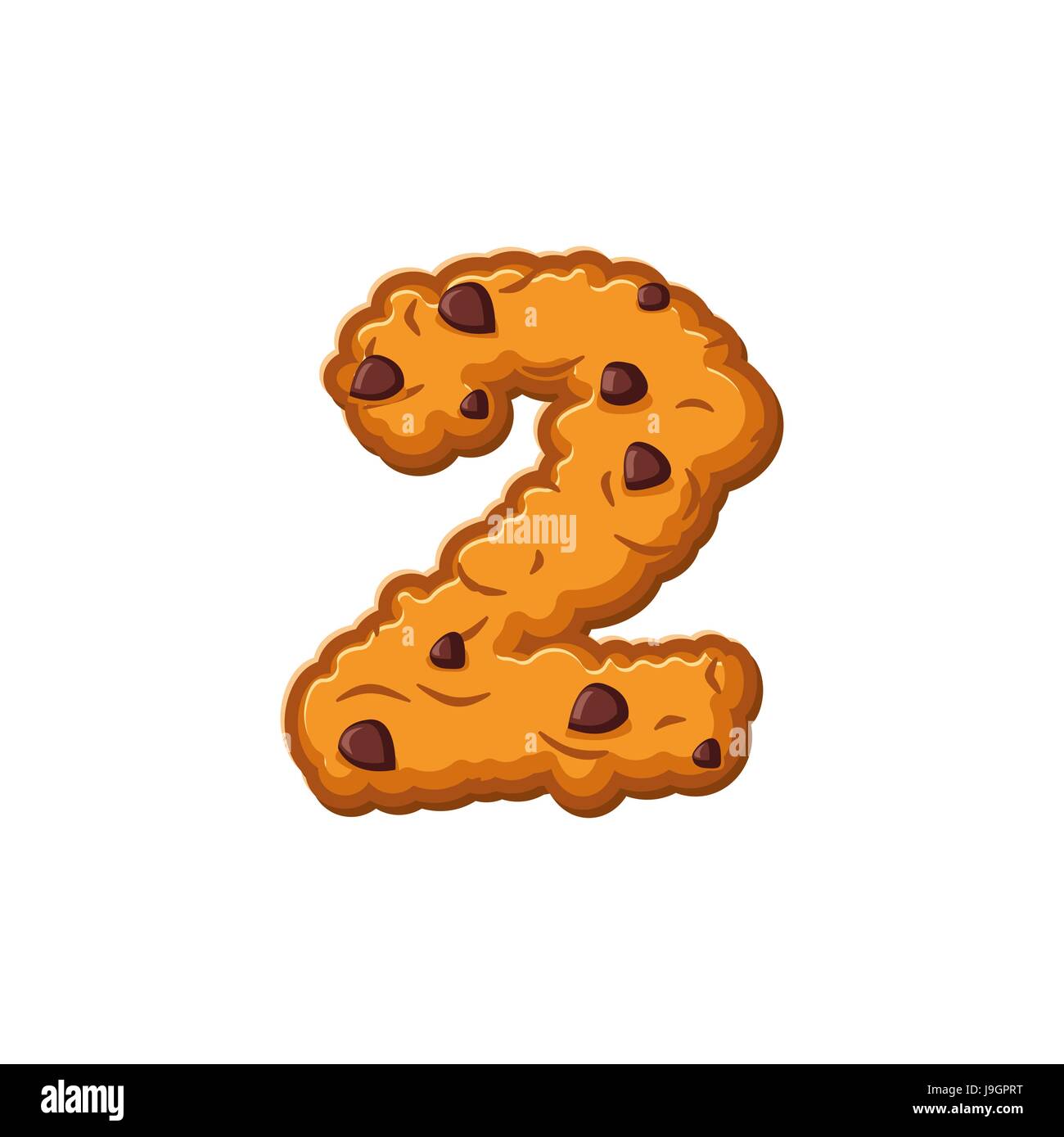 Number 2 cookies font. Oatmeal biscuit alphabet symbol two. Food sign ...