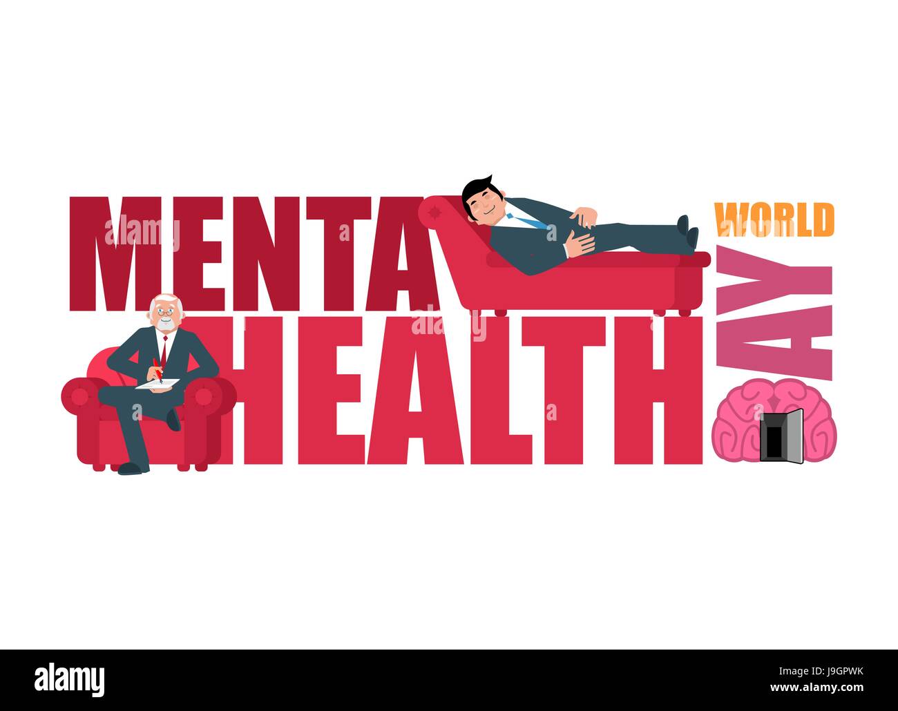 World Mental Health Day. Lettering and psychologist. Consultation of ...