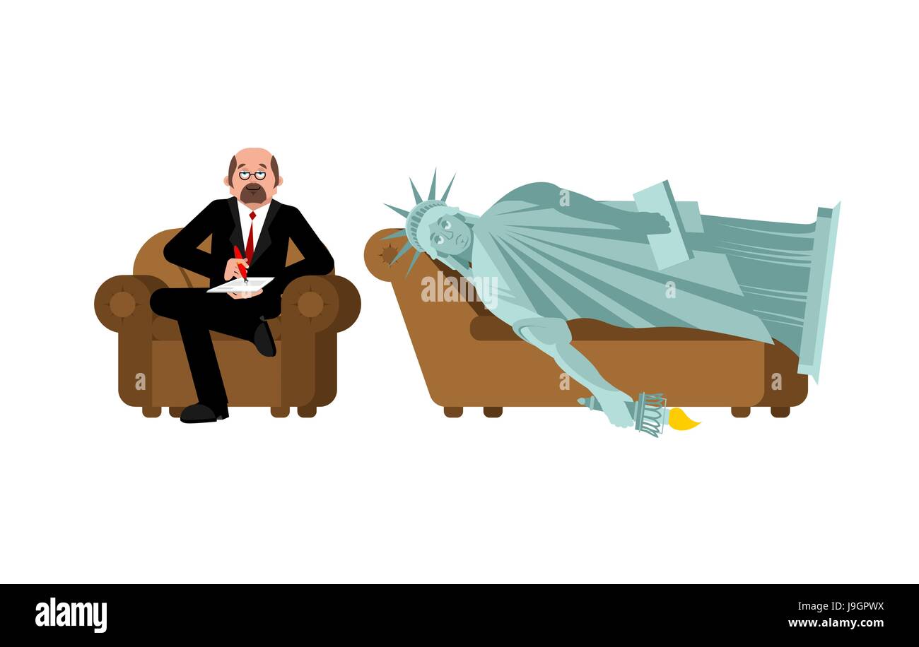 American depression. Statue of liberty at psychologist reception ...