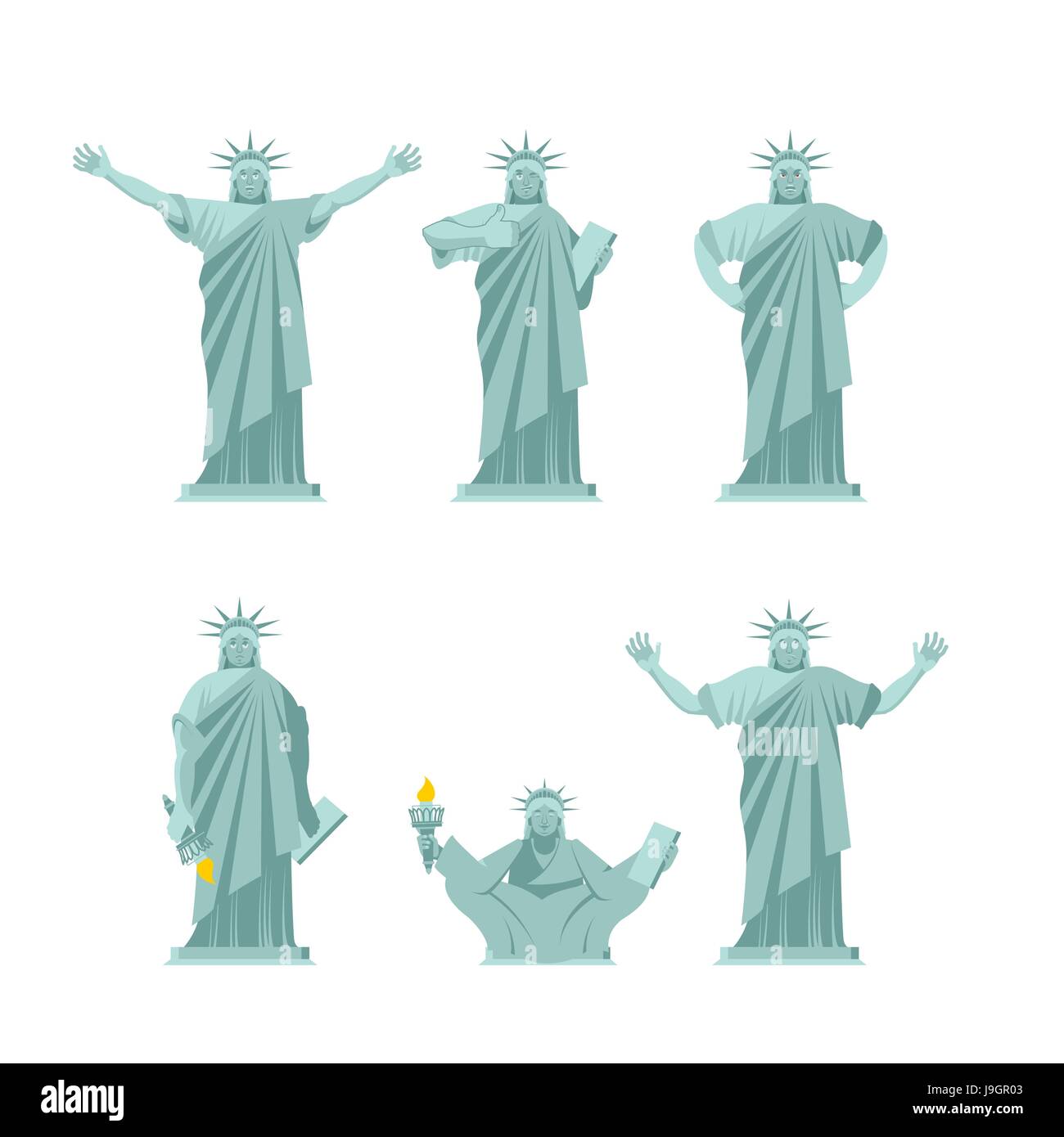 Statue of Liberty set poses. Attractions america set of movements and ...