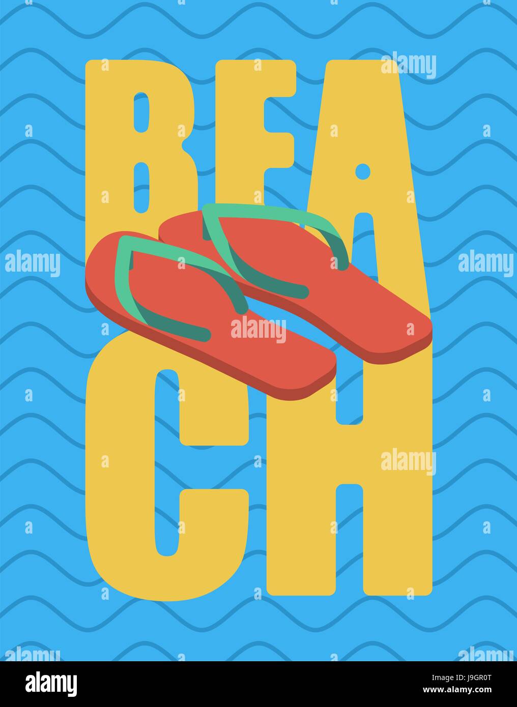 Beach and slippers. Summer shoes lettering. Sea Typography Stock Vector ...