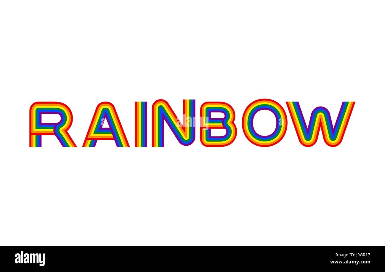Rainbow Lettering. Multicolored letters on white background Stock ...
