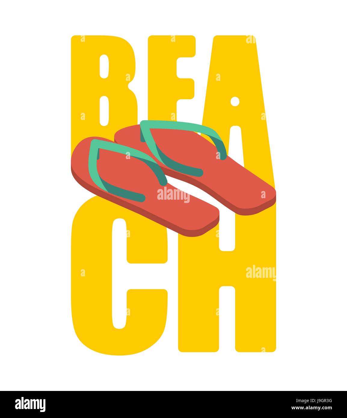 Beach and slippers. Summer shoes lettering. Sea Typography Stock Vector ...
