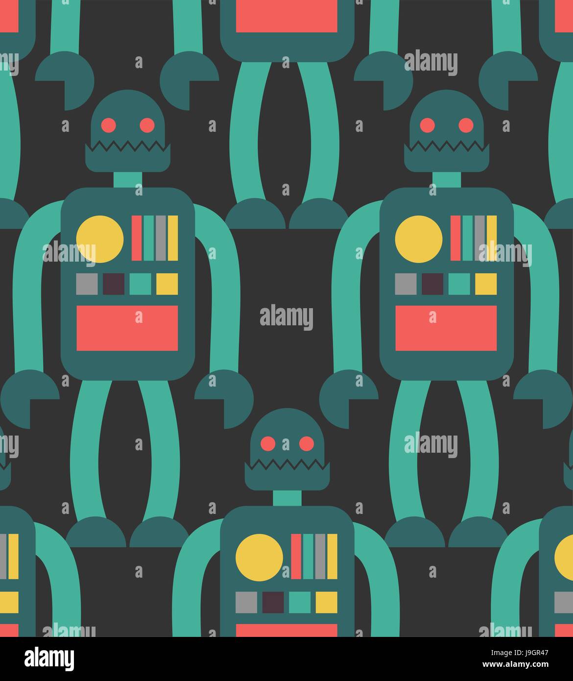 Robot seamless pattern. Retro toy background. Texture Vintage Cyborgh ...