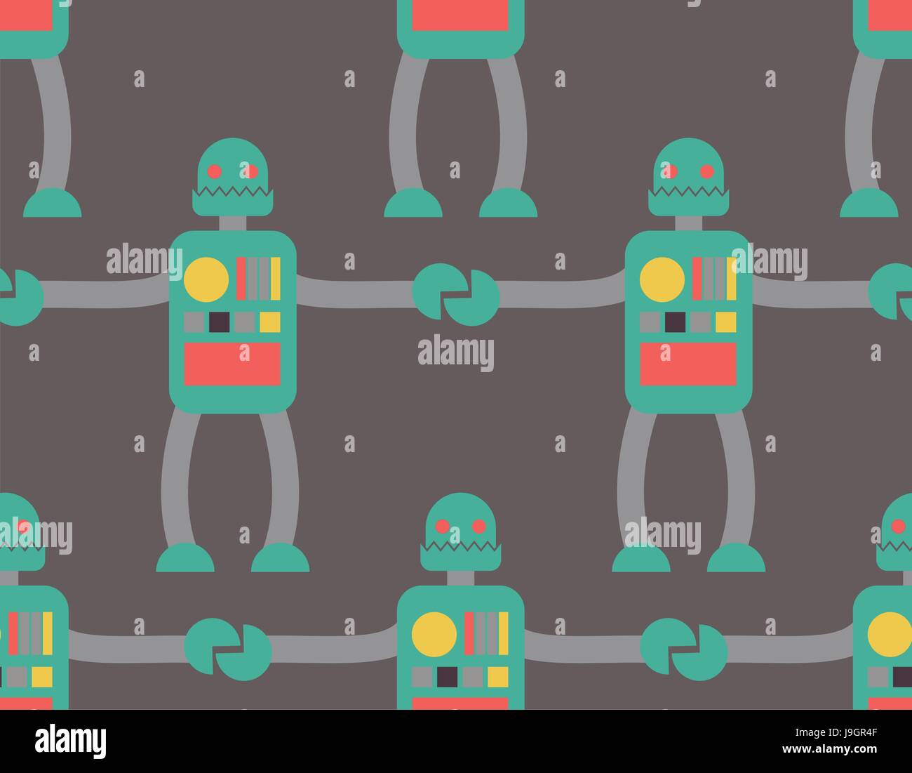 Friendly Robot seamless pattern. Retro toy background. Texture Vintage ...