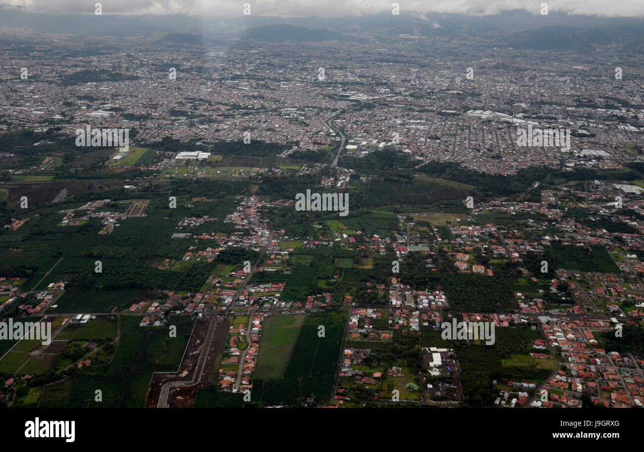 An aerial view of Costa Rica's central valley on the outskirts of the ...