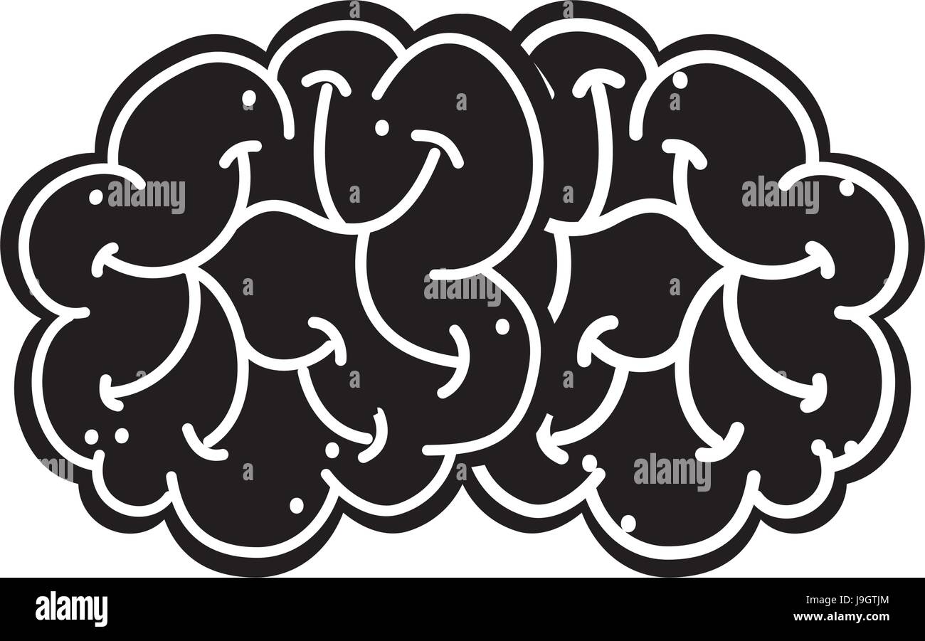 black icon brain cartoon Stock Vector Image & Art - Alamy