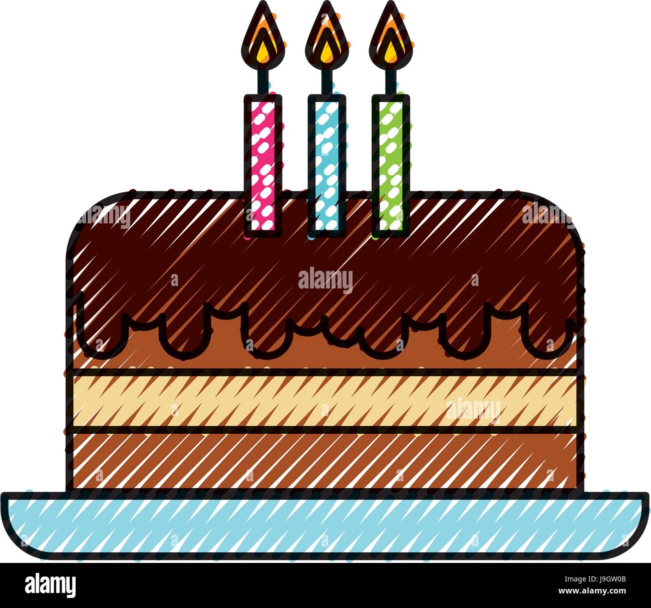 scribble cute birthday cake cartoon Stock Vector Image & Art - Alamy