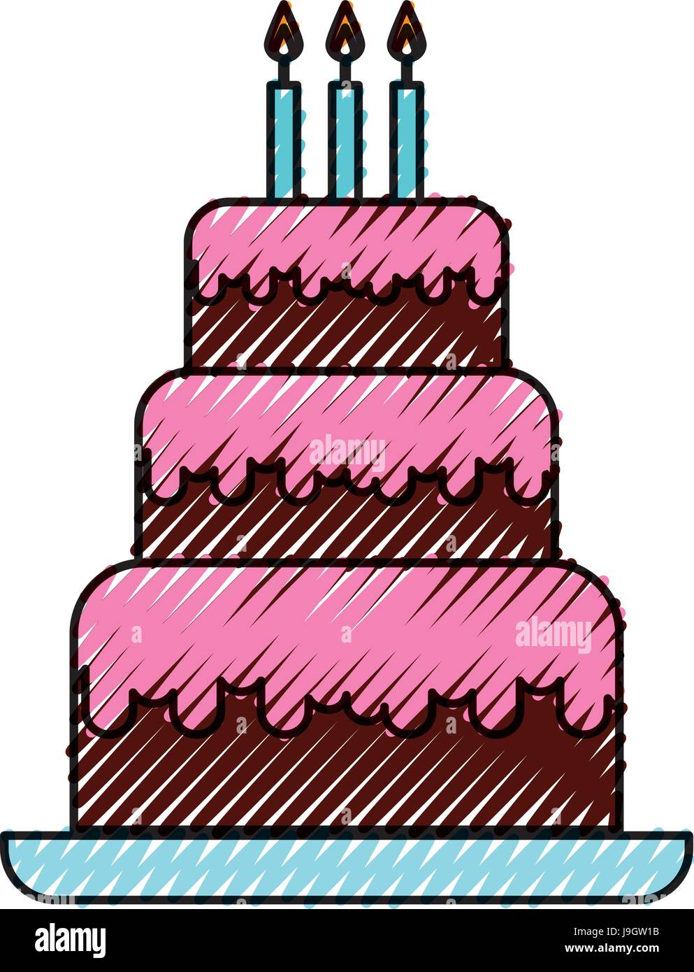 scribble cute birthday cake cartoon Stock Vector Image & Art - Alamy