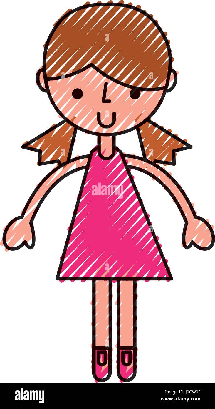 scribble pink girl cartoon Stock Vector Image & Art - Alamy