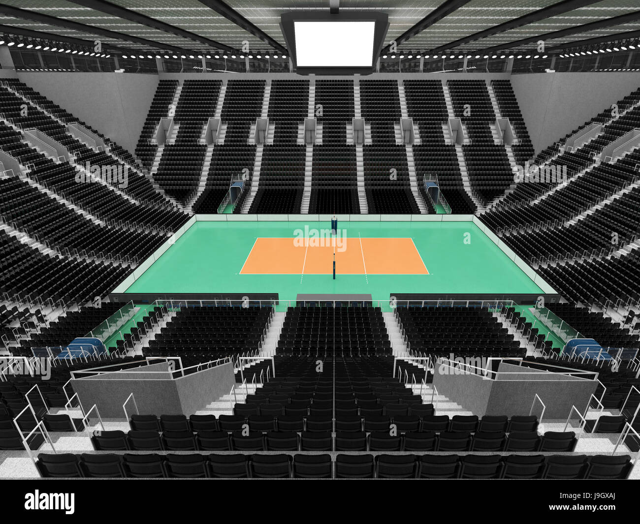 3D render of beautiful sports arena for volleyball with floodlights and ...
