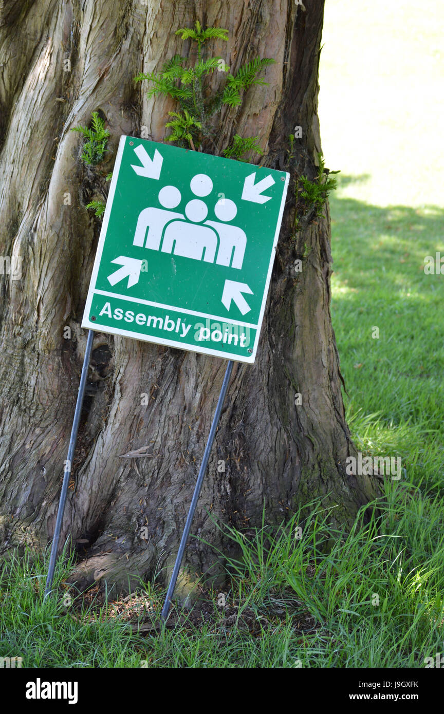 Emergency assembly point sign hi-res stock photography and images - Alamy