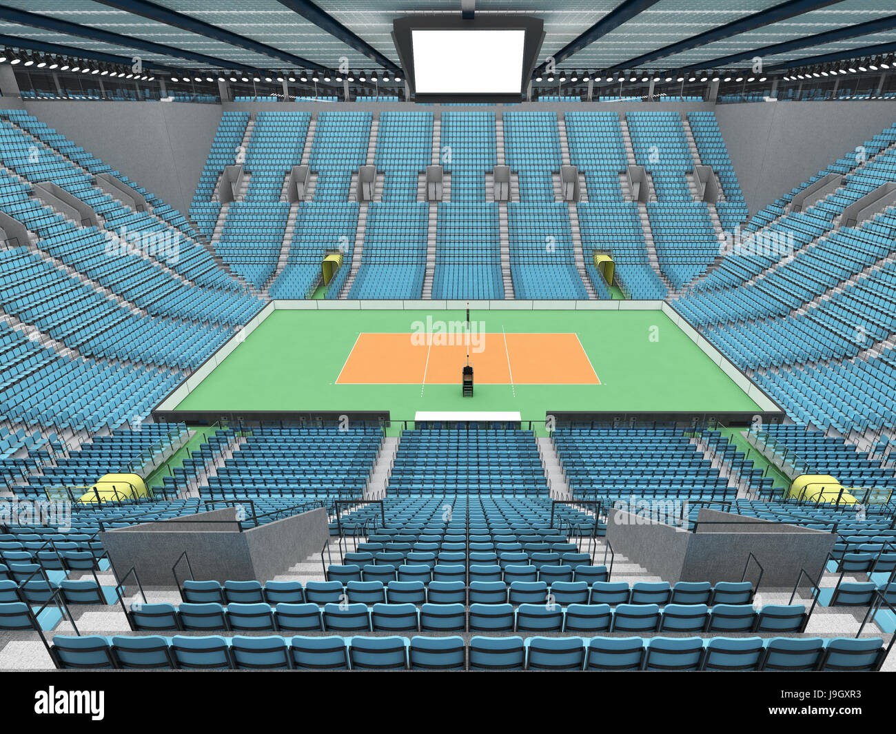 3D render of beautiful sports arena for volleyball with floodlights and ...