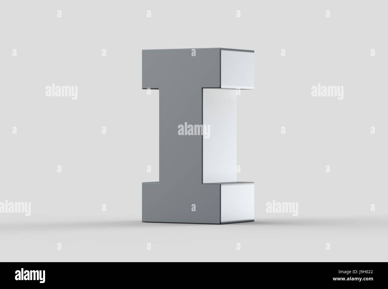 3D extruded uppercase letter I isolated on soft gray background. 3D ...