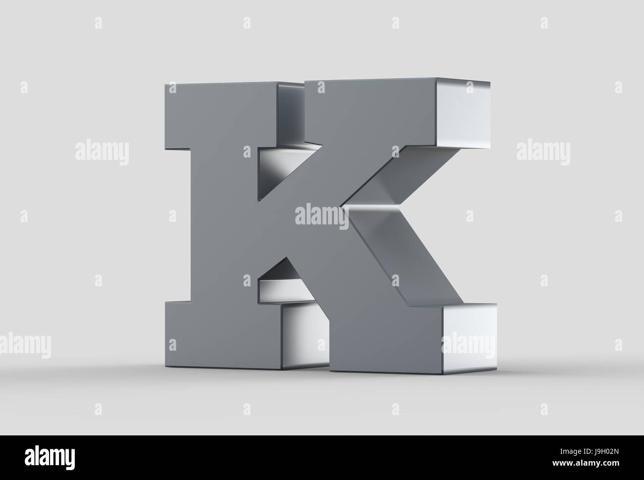 3D extruded uppercase letter K isolated on soft gray background. 3D ...