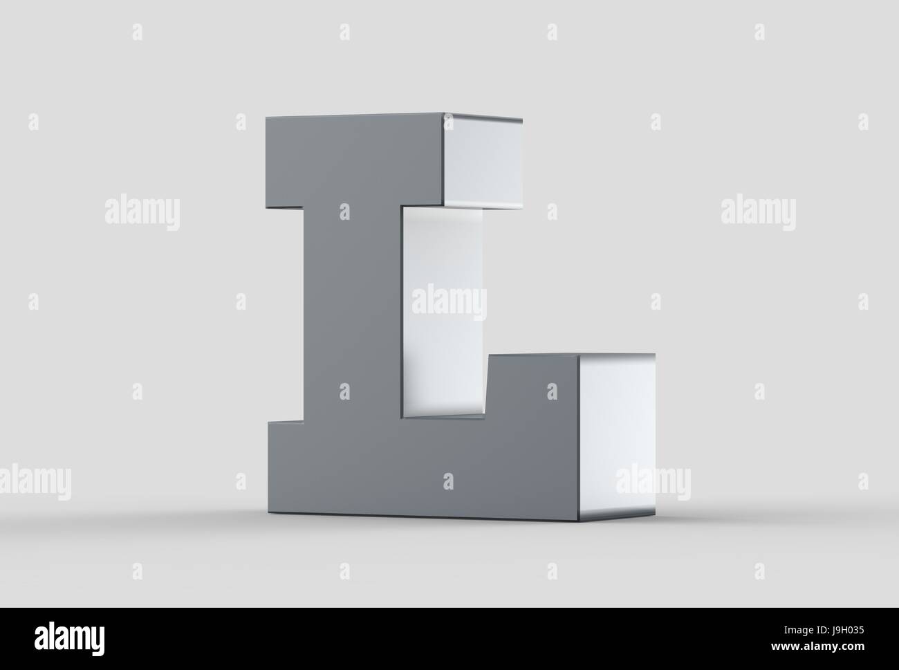 3D extruded uppercase letter L isolated on soft gray background. 3D ...