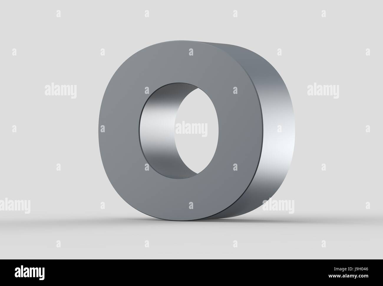 3D extruded uppercase letter O isolated on soft gray background. 3D ...