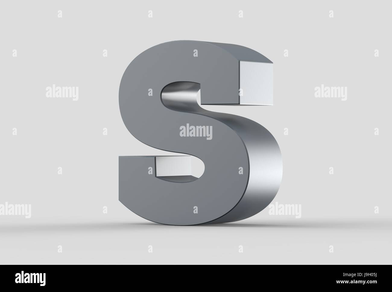 3D extruded uppercase letter S isolated on soft gray background. 3D ...