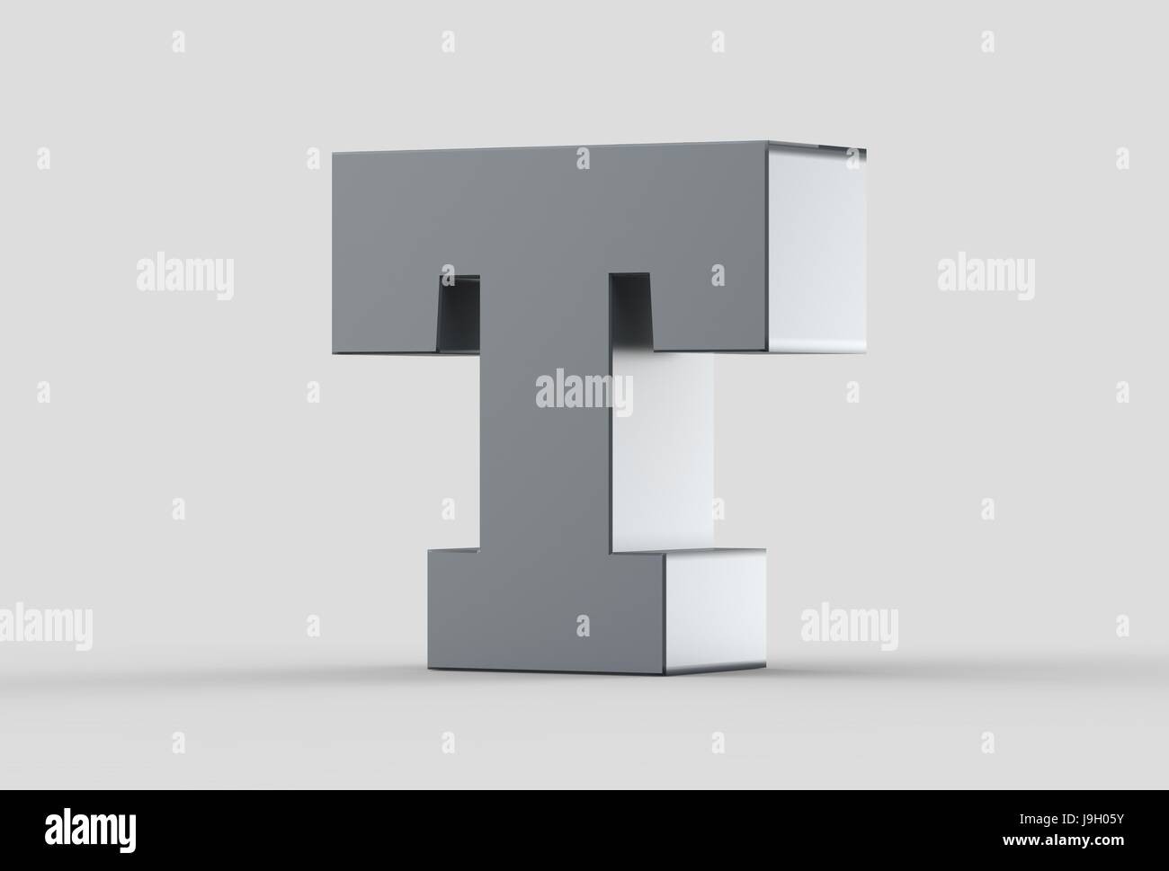 3D extruded uppercase letter T isolated on soft gray background. 3D ...