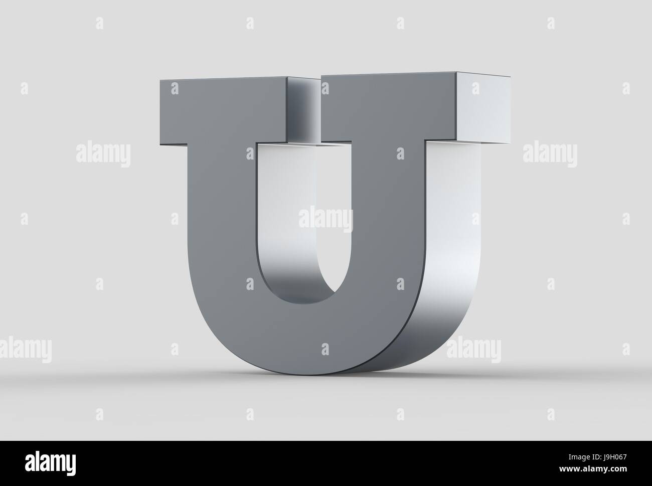 3D extruded uppercase letter U isolated on soft gray background. 3D ...
