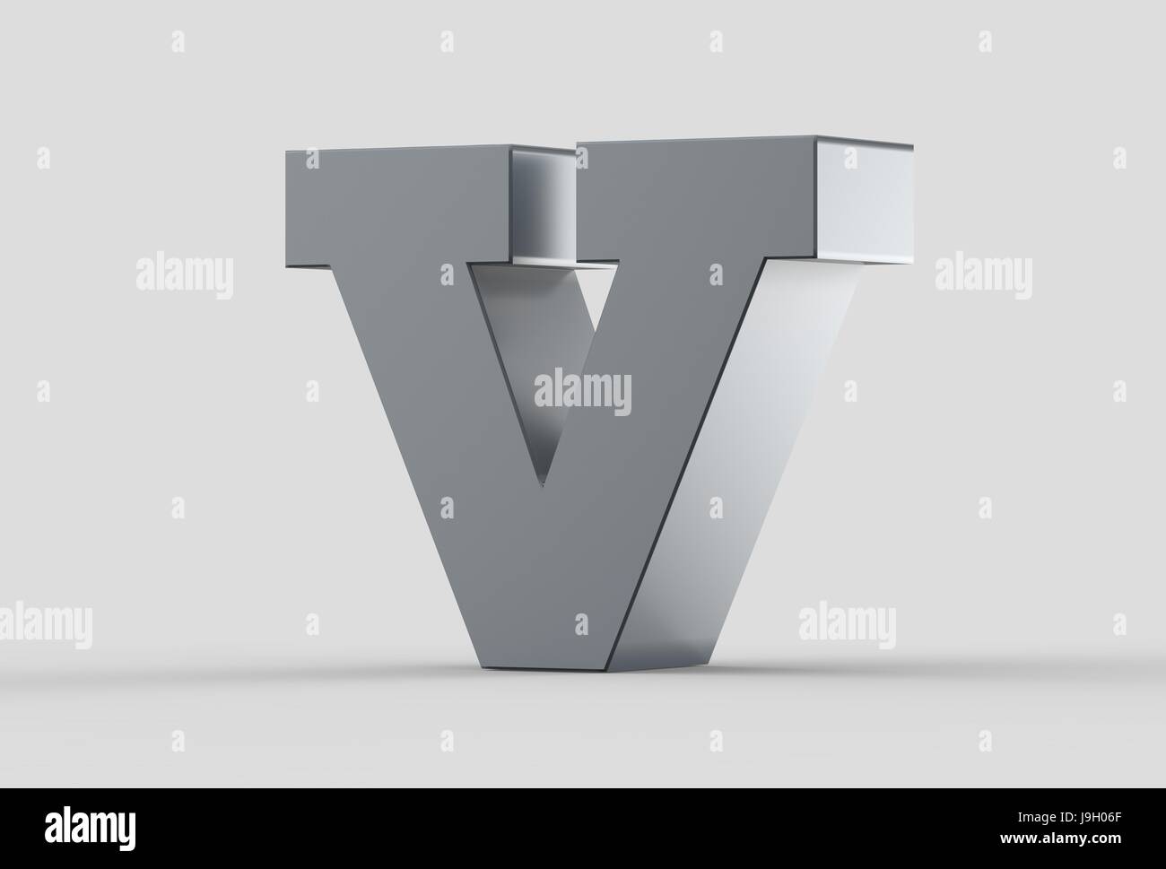 3D extruded uppercase letter V isolated on soft gray background. 3D ...