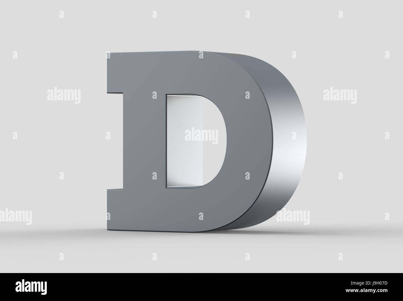 3D extruded uppercase letter D isolated on soft gray background. 3D ...