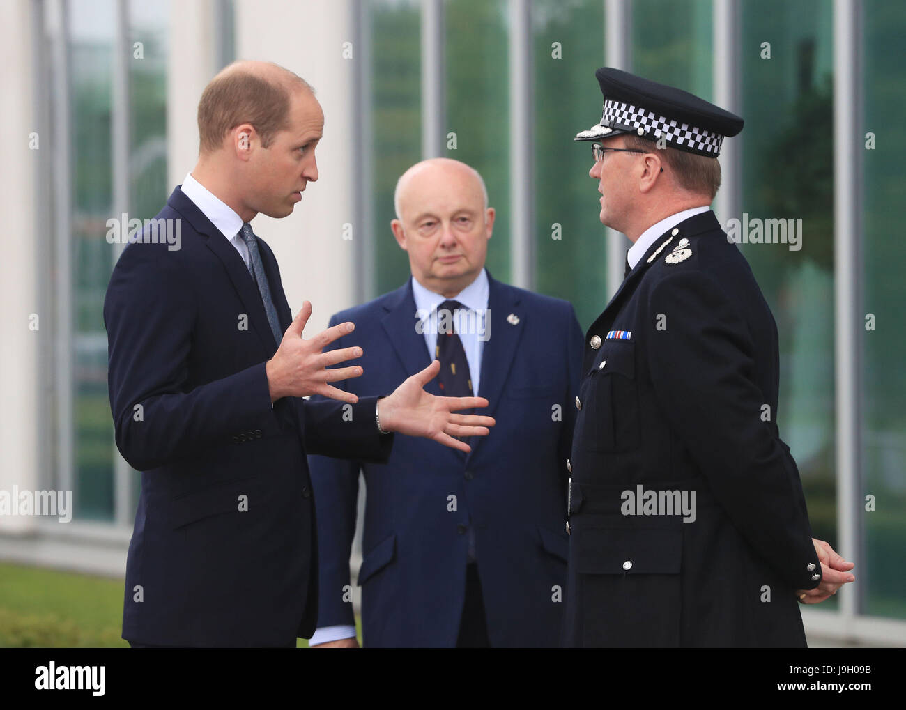 The Duke of Cambridge is greeted by Chief Constable Ian Hopkins as he ...