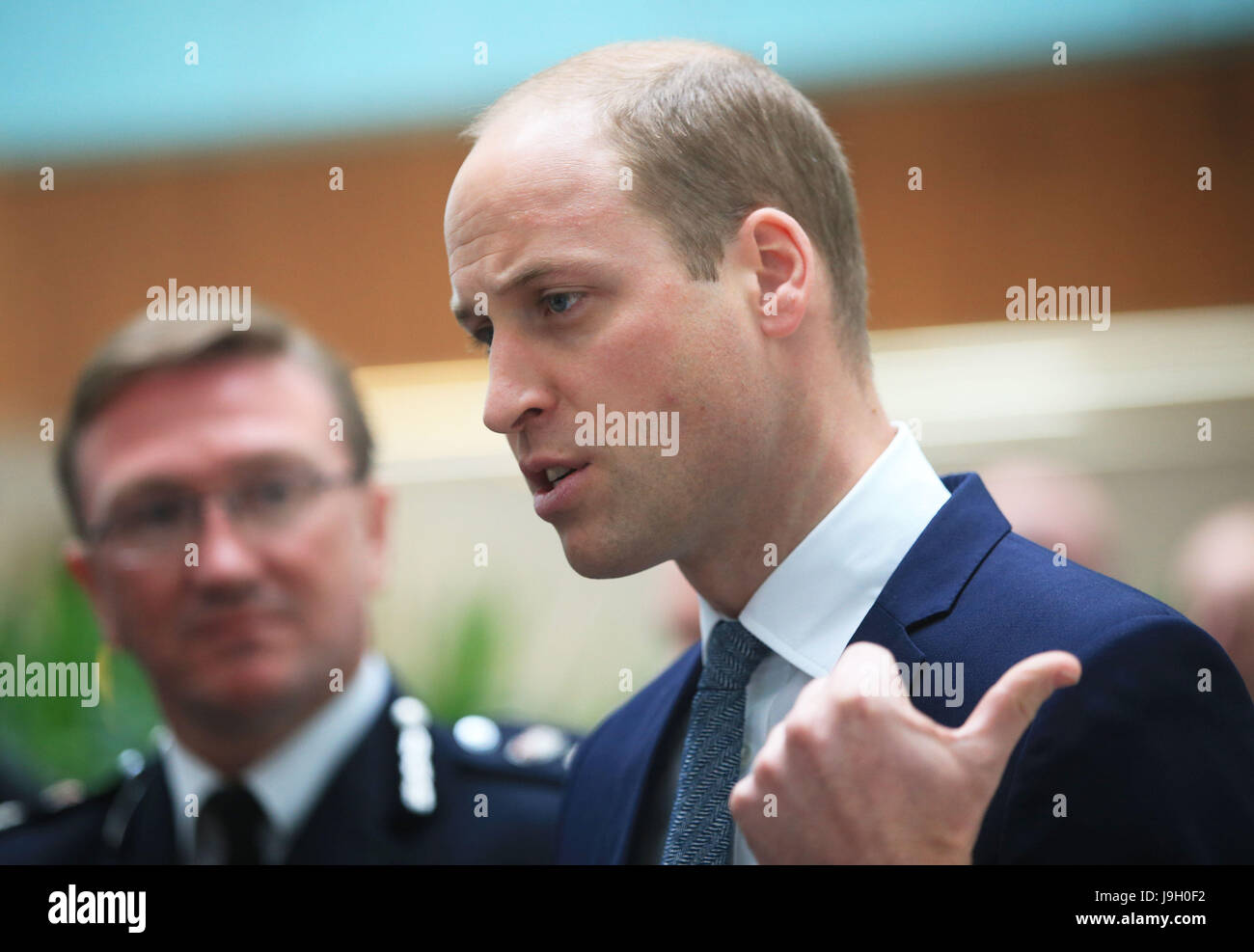 The Duke of Cambridge at the headquarters of Greater Manchester Police ...
