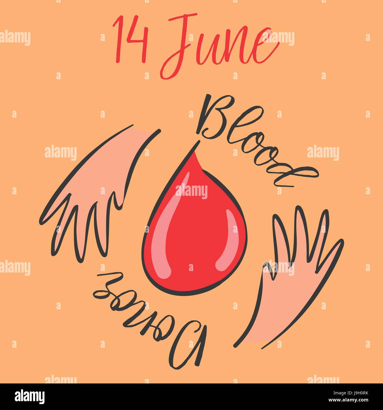 Blood donor day hand draw vector art design Stock Vector Image & Art ...