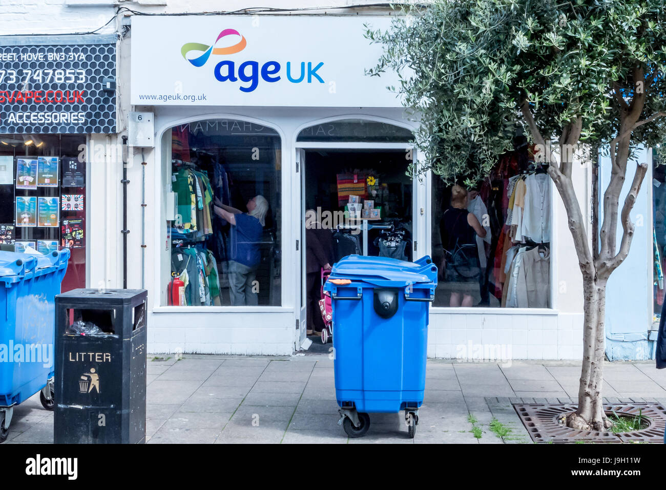 Charity shops in Hove's George Street Stock Photo - Alamy
