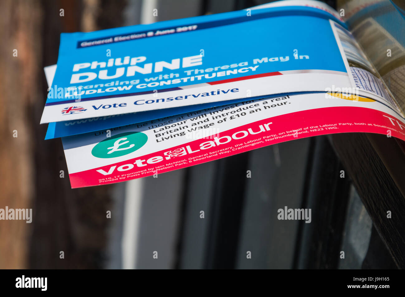 UK General Election 2017. Campaign leaflets for the Conservative and ...