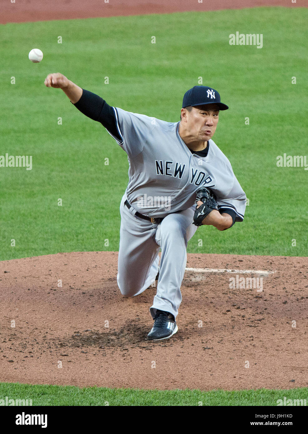 New York Yankees starting pitcher Masahiro Tanaka (19) works in the ...