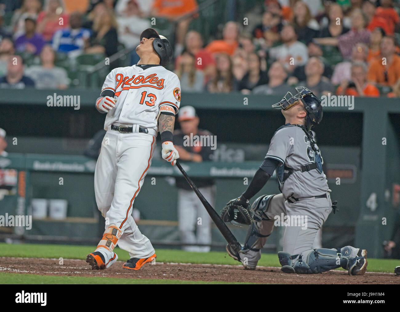 Baltimore Orioles third baseman Manny Machado (13) and New York Yankees ...